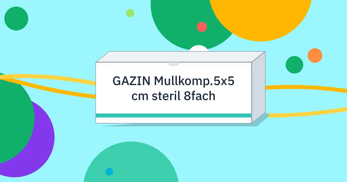 Symbolbild: Packung mit der Aufschrift GAZIN Mullkomp.5x5 cm steril 8fach (PZN 14444189) – Verfügbarkeit und Bezug in Apotheken in Frankfurt am Main