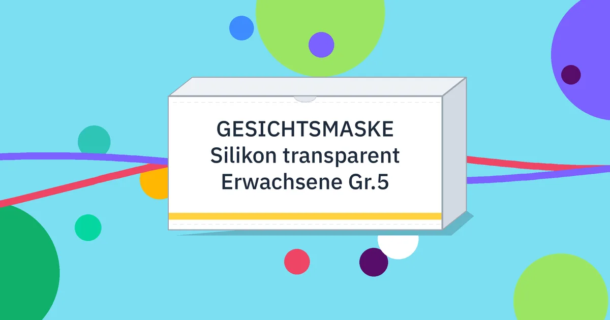 Symbolbild: Packung mit der Aufschrift GESICHTSMASKE Silikon transparent Erwachsene Gr.5 (PZN 02475865) – Verfügbarkeit und Bezug in Apotheken in Frankfurt am Main