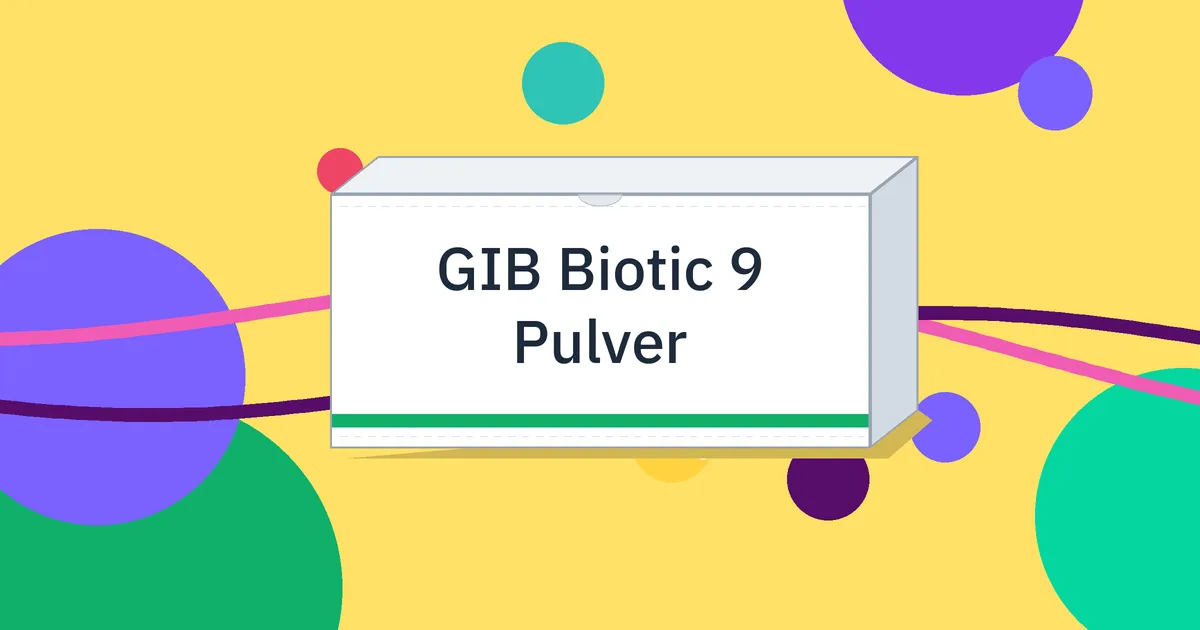 Symbolbild: Packung mit der Aufschrift GIB Biotic 9 Pulver (PZN 18893257) – Verfügbarkeit und Bezug in Apotheken in Frankfurt am Main