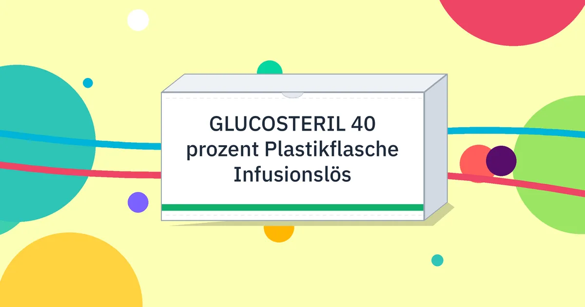 Symbolbild: Packung mit der Aufschrift GLUCOSTERIL 40 prozent Plastikflasche Infusionslös (PZN 01264014) – Verfügbarkeit und Bezug in Apotheken in Frankfurt am Main