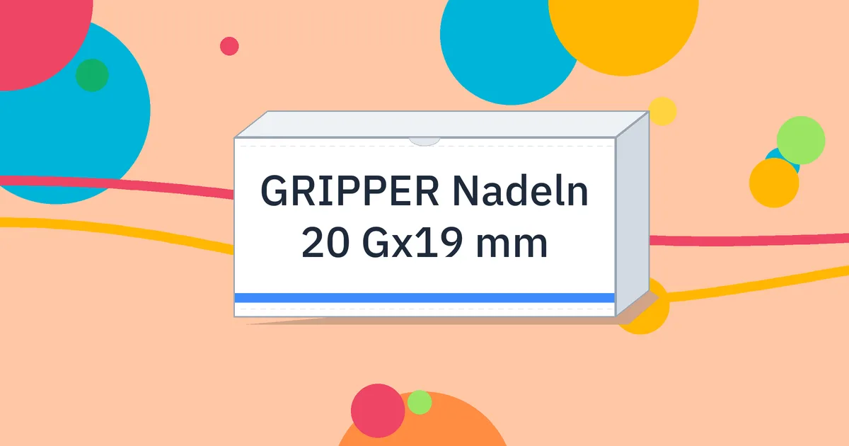 Symbolbild: Packung mit der Aufschrift GRIPPER Nadeln 20 Gx19 mm (PZN 05495762) – Verfügbarkeit und Bezug in Apotheken in Frankfurt am Main