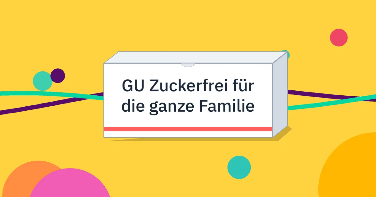 Symbolbild: Packung mit der Aufschrift GU Zuckerfrei für die ganze Familie (PZN 17061477) – Verfügbarkeit und Bezug in Apotheken in Frankfurt am Main