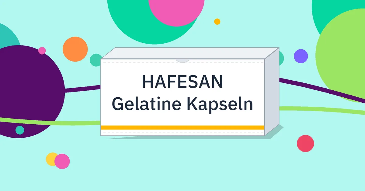 Symbolbild: Packung mit der Aufschrift HAFESAN Gelatine Kapseln (PZN 07427291) – Verfügbarkeit und Bezug in Apotheken in Frankfurt am Main
