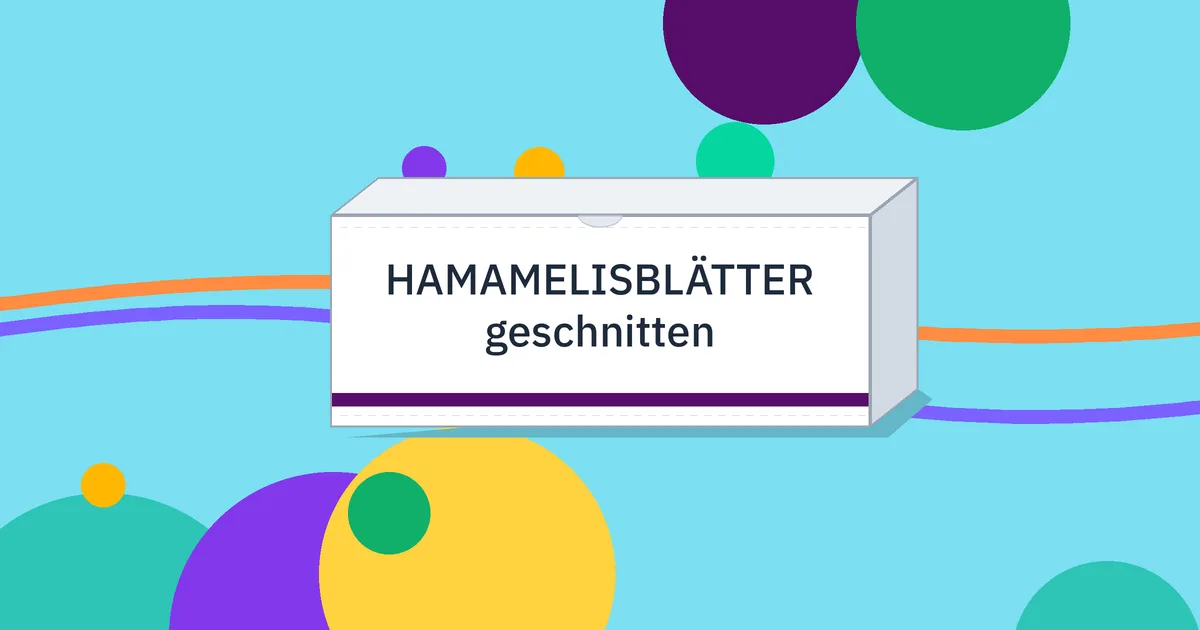 Symbolbild: Packung mit der Aufschrift HAMAMELISBLÄTTER geschnitten (PZN 14031381) – Verfügbarkeit und Bezug in Apotheken in Frankfurt am Main