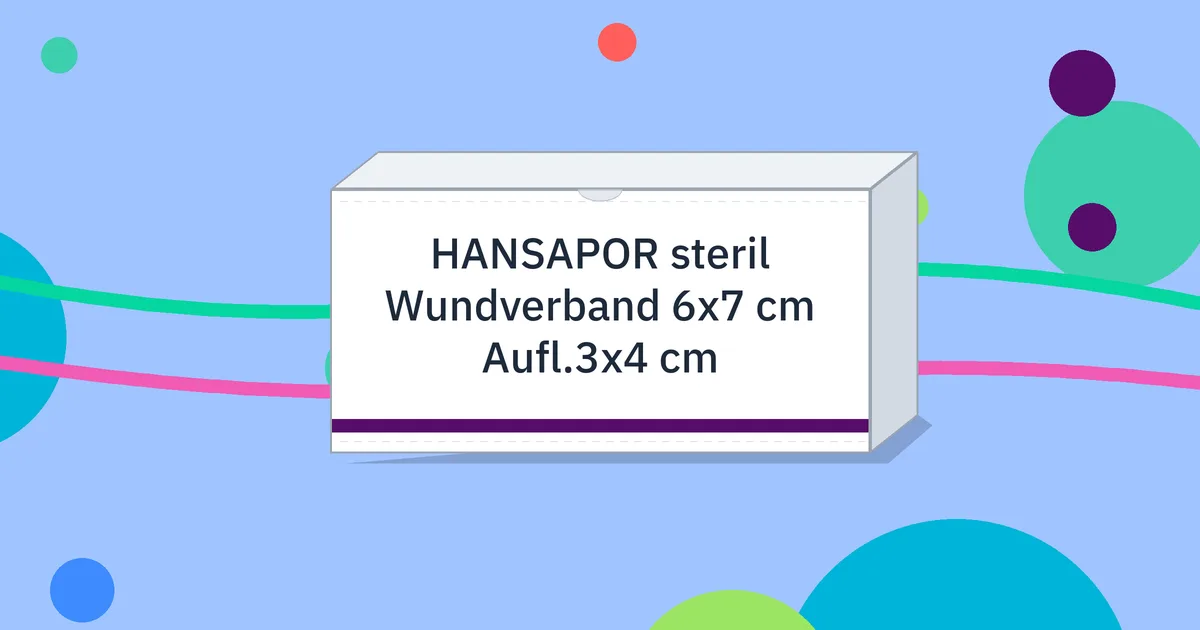 Symbolbild: Packung mit der Aufschrift HANSAPOR steril Wundverband 6x7 cm Aufl.3x4 cm (PZN 13920624) – Verfügbarkeit und Bezug in Apotheken in Frankfurt am Main