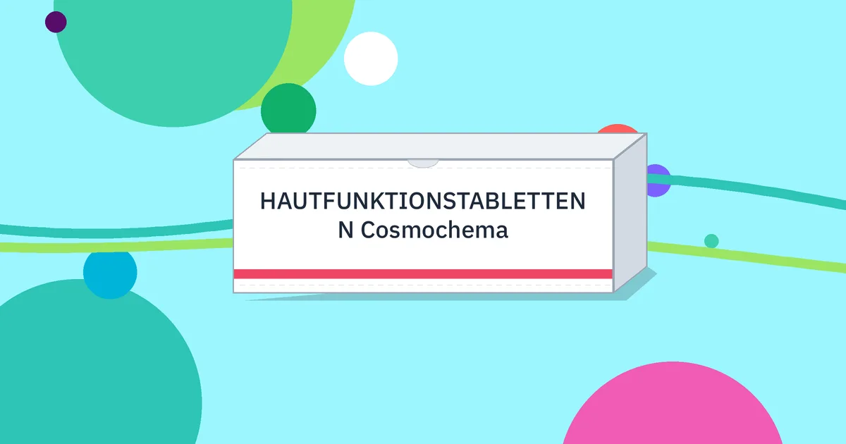 Symbolbild: Packung mit der Aufschrift HAUTFUNKTIONSTABLETTEN N Cosmochema (PZN 08533084) – Verfügbarkeit und Bezug in Apotheken in Frankfurt am Main