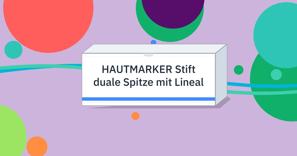 Symbolbild: Packung mit der Aufschrift HAUTMARKER Stift duale Spitze mit Lineal (PZN 20869869) – Verfügbarkeit und Bezug in Apotheken in Frankfurt am Main