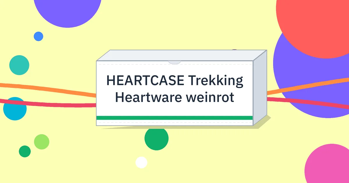 Symbolbild: Packung mit der Aufschrift HEARTCASE Trekking Heartware weinrot (PZN 18500186) – Verfügbarkeit und Bezug in Apotheken in Frankfurt am Main