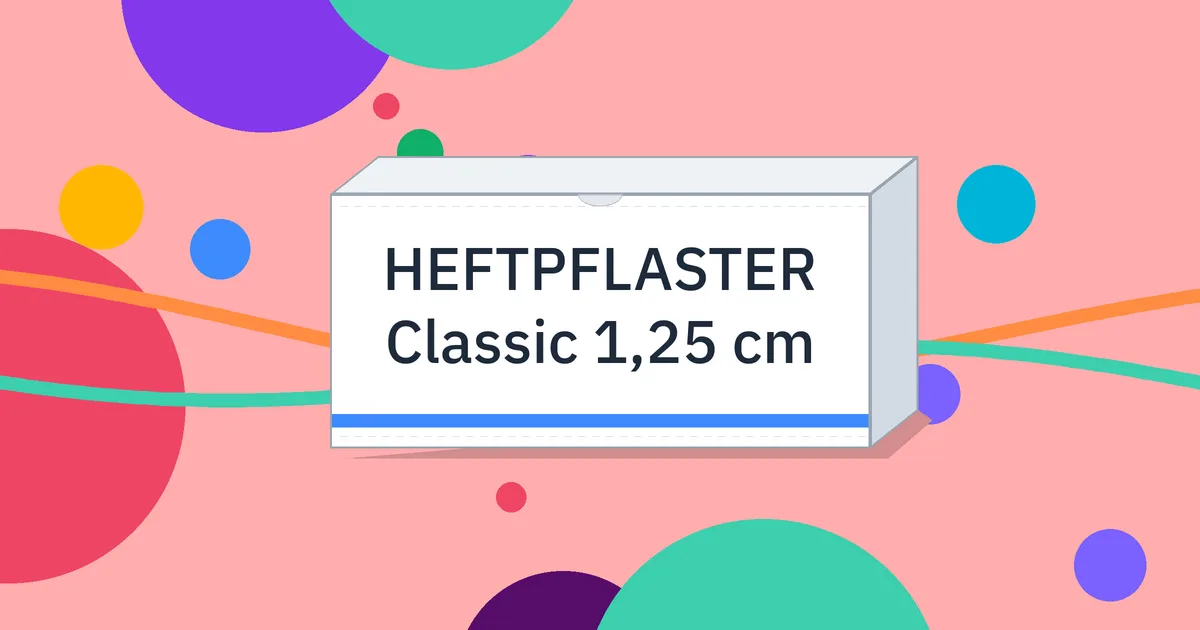 Symbolbild: Packung mit der Aufschrift HEFTPFLASTER Classic 1,25 cm (PZN 15249082) – Verfügbarkeit und Bezug in Apotheken in Frankfurt am Main