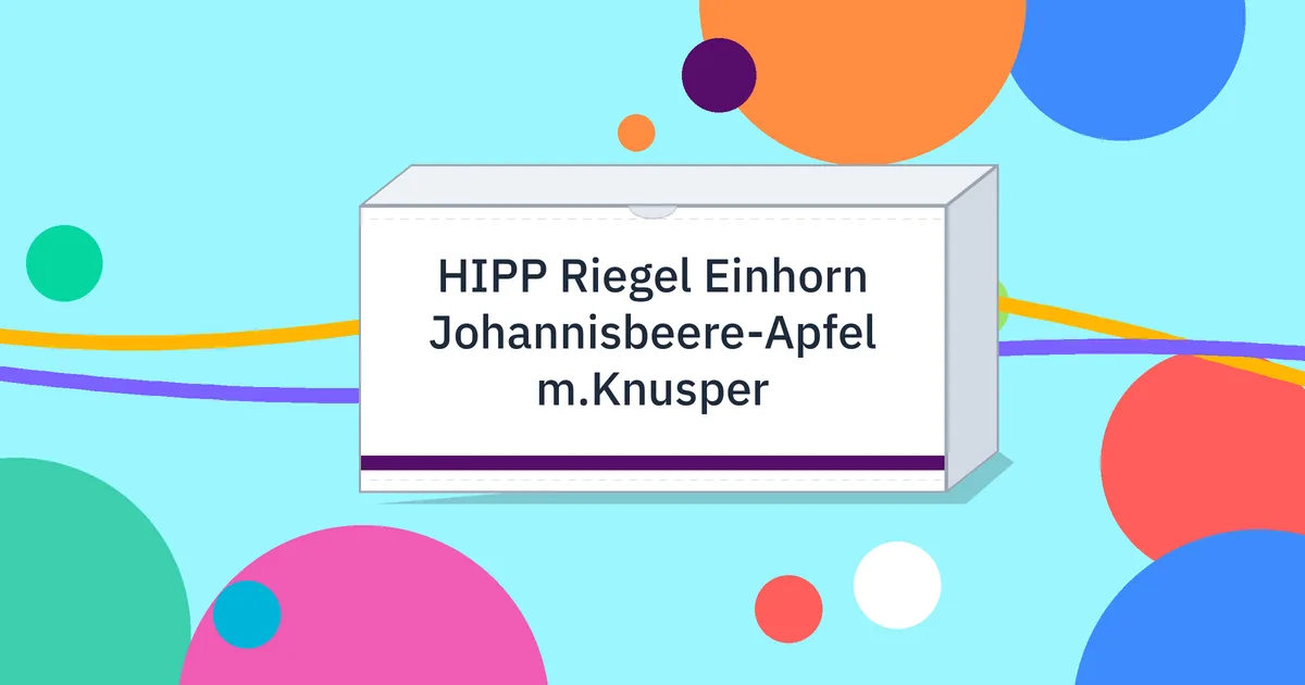 Symbolbild: Packung mit der Aufschrift HIPP Riegel Einhorn Johannisbeere-Apfel m.Knusper (PZN 19657872) – Verfügbarkeit und Bezug in Apotheken in Frankfurt am Main
