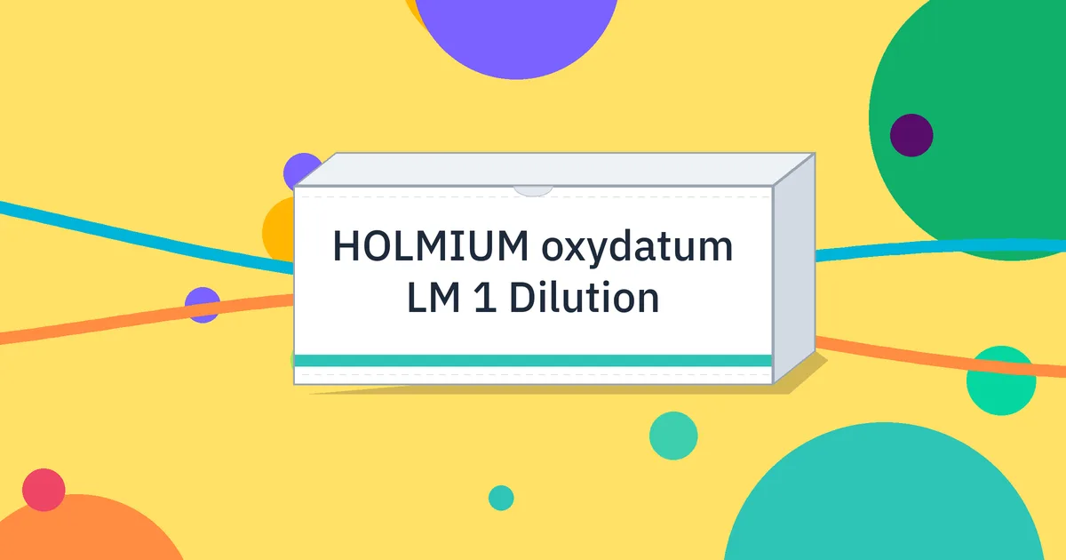 Symbolbild: Packung mit der Aufschrift HOLMIUM oxydatum LM 1 Dilution (PZN 13554757) – Verfügbarkeit und Bezug in Apotheken in Frankfurt am Main