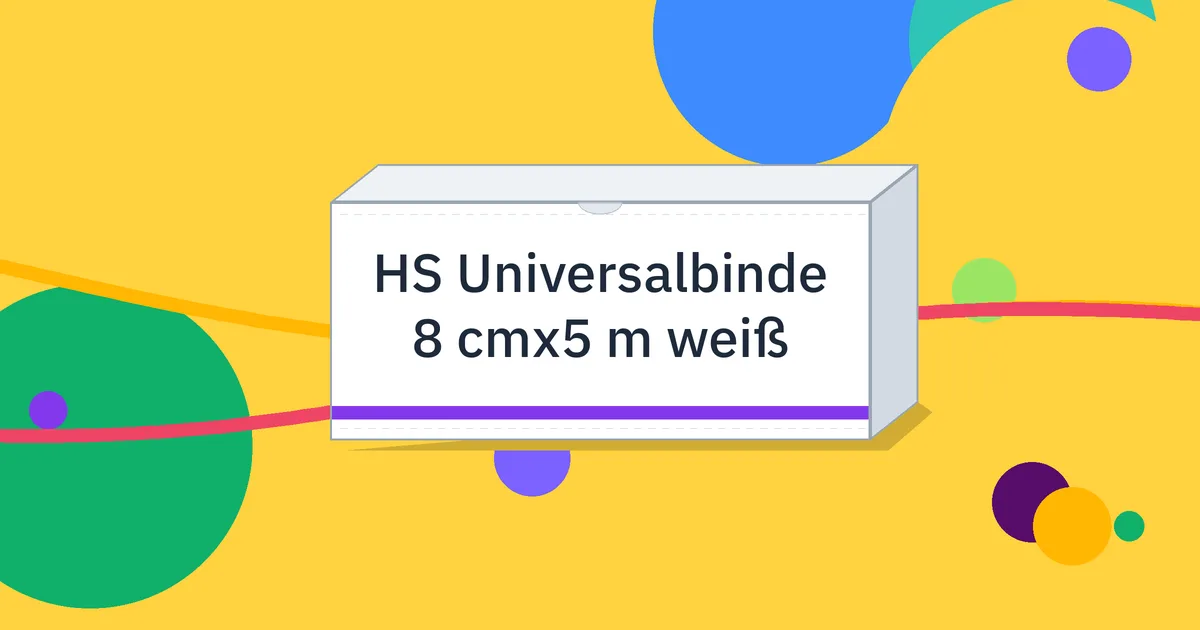 Symbolbild: Packung mit der Aufschrift HS Universalbinde 8 cmx5 m weiß (PZN 09742499) – Verfügbarkeit und Bezug in Apotheken in Frankfurt am Main