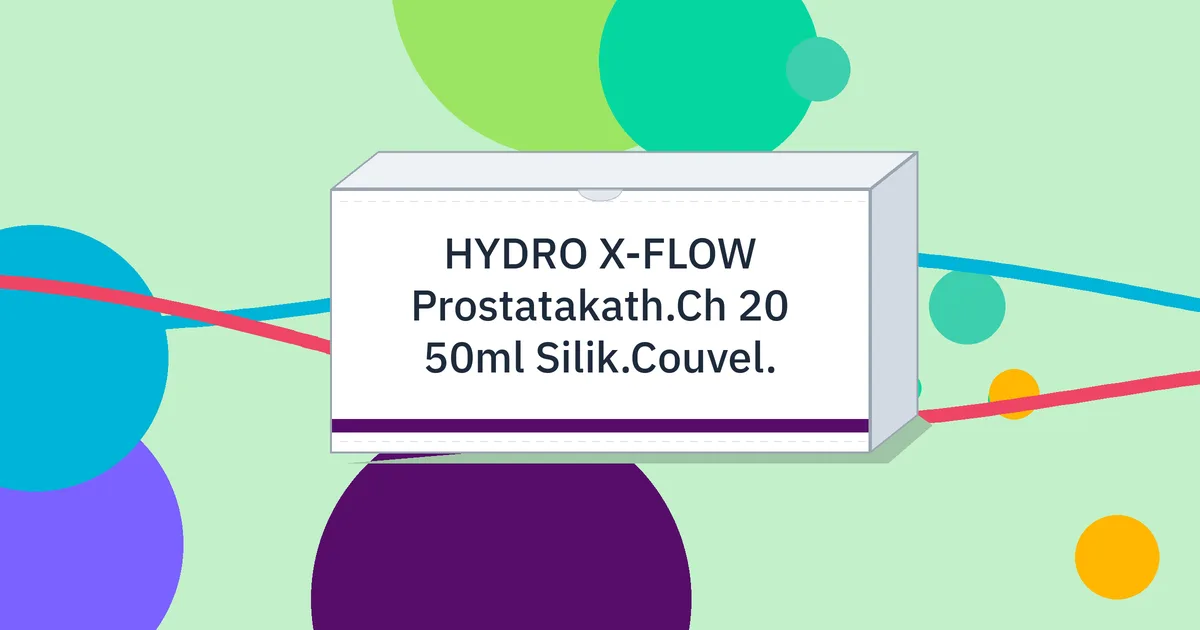 Symbolbild: Packung mit der Aufschrift HYDRO X-FLOW Prostatakath.Ch 20 50ml Silik.Couvel. (PZN 17508576) – Verfügbarkeit und Bezug in Apotheken in Frankfurt am Main