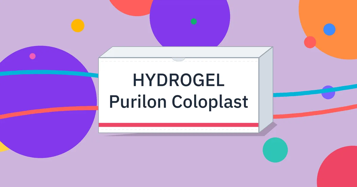Symbolbild: Packung mit der Aufschrift HYDROGEL Purilon Coloplast (PZN 07775247) – Verfügbarkeit und Bezug in Apotheken in Frankfurt am Main