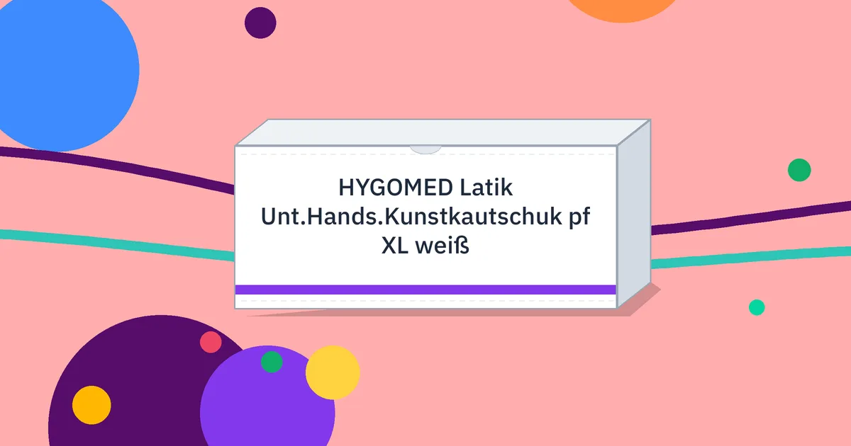 Symbolbild: Packung mit der Aufschrift HYGOMED Latik Unt.Hands.Kunstkautschuk pf XL weiß (PZN 20772880) – Verfügbarkeit und Bezug in Apotheken in Frankfurt am Main