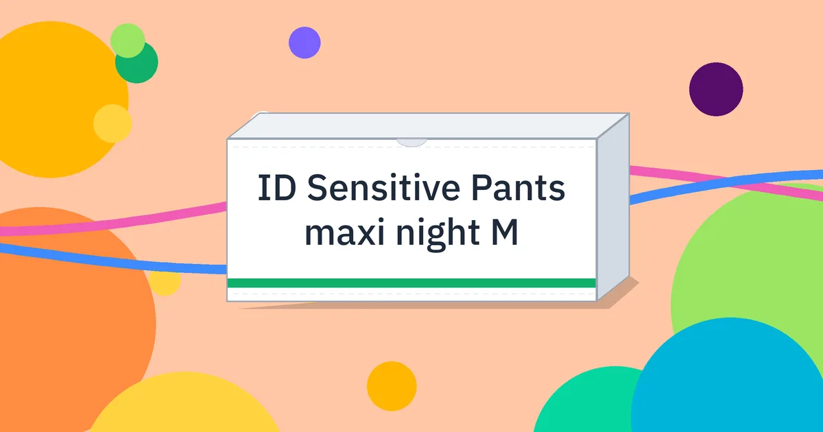 Symbolbild: Packung mit der Aufschrift ID Sensitive Pants maxi night M (PZN 19893609) – Verfügbarkeit und Bezug in Apotheken in Frankfurt am Main