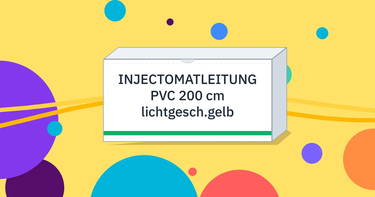 Symbolbild: Packung mit der Aufschrift INJECTOMATLEITUNG PVC 200 cm lichtgesch.gelb (PZN 03455310) – Verfügbarkeit und Bezug in Apotheken in Frankfurt am Main