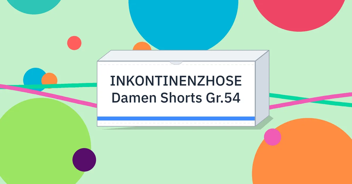 Symbolbild: Packung mit der Aufschrift INKONTINENZHOSE Damen Shorts Gr.54 (PZN 02450003) – Verfügbarkeit und Bezug in Apotheken in Frankfurt am Main