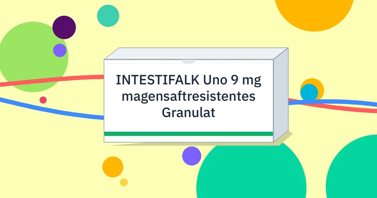 Symbolbild: Packung mit der Aufschrift INTESTIFALK Uno 9 mg magensaftresistentes Granulat (PZN 17529064) – Verfügbarkeit und Bezug in Apotheken in Frankfurt am Main