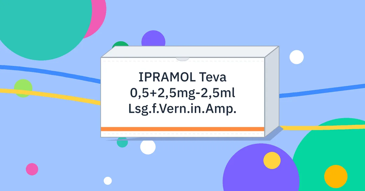 Symbolbild: Packung mit der Aufschrift IPRAMOL Teva 0,5+2,5mg-2,5ml Lsg.f.Vern.in.Amp. (PZN 00652524) – Verfügbarkeit und Bezug in Apotheken in Frankfurt am Main