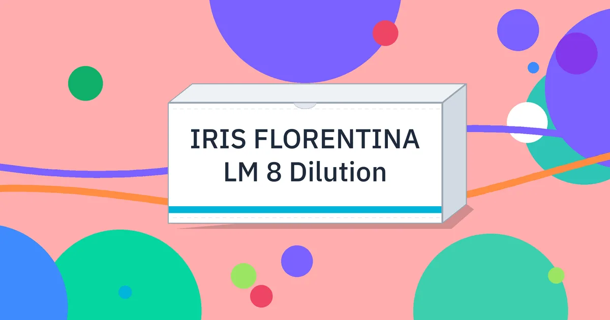 Symbolbild: Packung mit der Aufschrift IRIS FLORENTINA LM 8 Dilution (PZN 13560893) – Verfügbarkeit und Bezug in Apotheken in Frankfurt am Main