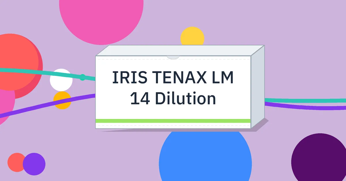 Symbolbild: Packung mit der Aufschrift IRIS TENAX LM 14 Dilution (PZN 12914372) – Verfügbarkeit und Bezug in Apotheken in Frankfurt am Main