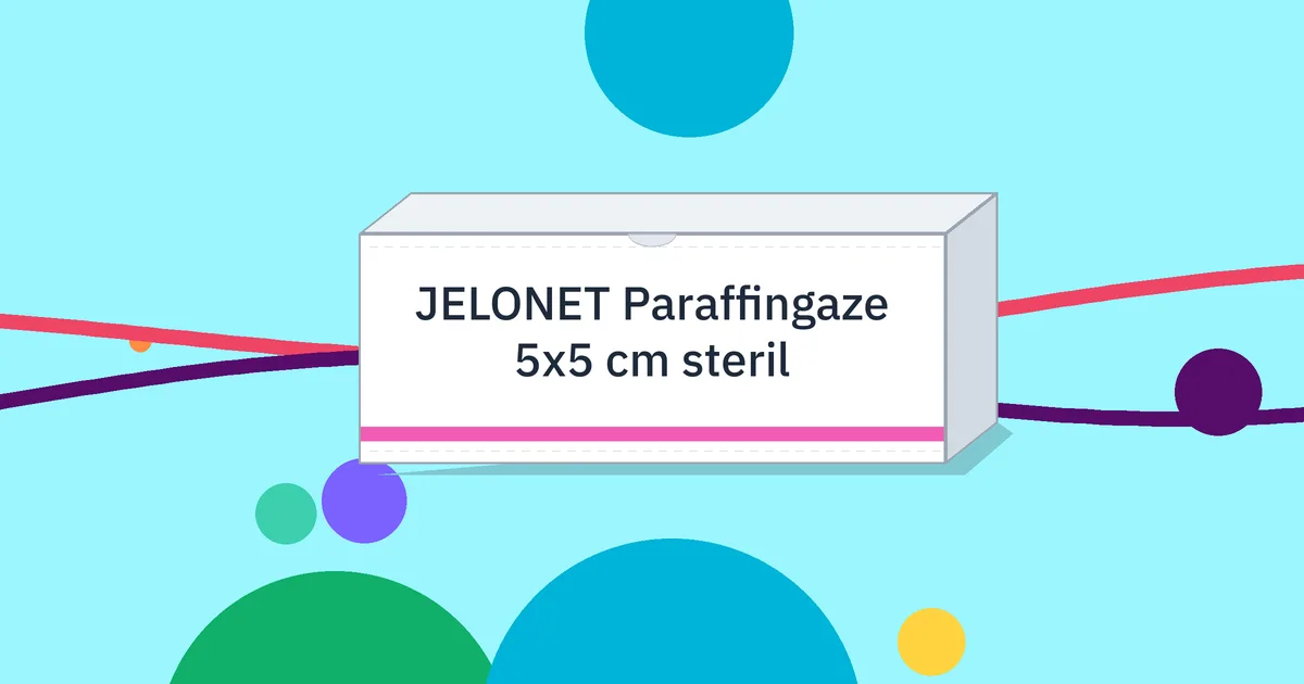 Symbolbild: Packung mit der Aufschrift JELONET Paraffingaze 5x5 cm steril (PZN 20827109) – Verfügbarkeit und Bezug in Apotheken in Frankfurt am Main