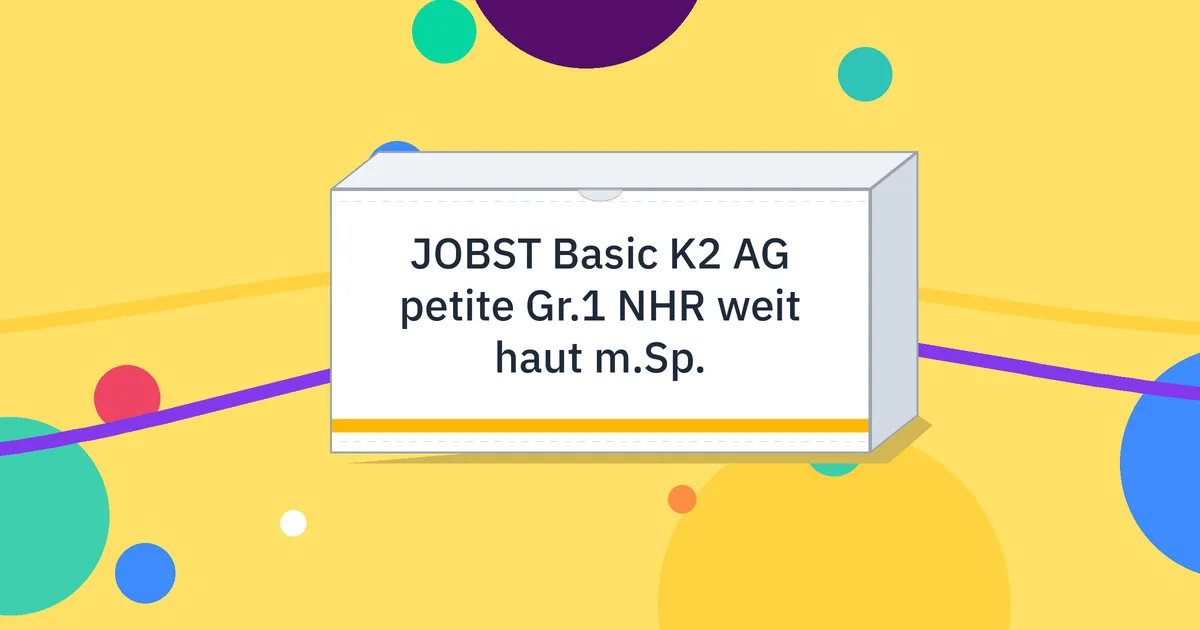 Symbolbild: Packung mit der Aufschrift JOBST Basic K2 AG petite Gr.1 NHR weit haut m.Sp. (PZN 13060191) – Verfügbarkeit und Bezug in Apotheken in Frankfurt am Main