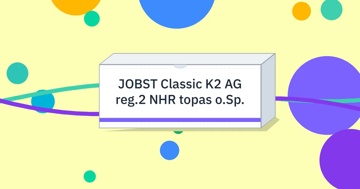 Symbolbild: Packung mit der Aufschrift JOBST Classic K2 AG reg.2 NHR topas o.Sp. (PZN 13063918) – Verfügbarkeit und Bezug in Apotheken in Frankfurt am Main