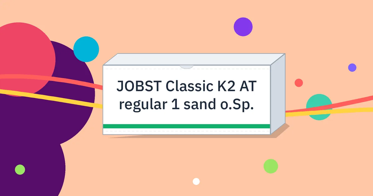 Symbolbild: Packung mit der Aufschrift JOBST Classic K2 AT regular 1 sand o.Sp. (PZN 11275941) – Verfügbarkeit und Bezug in Apotheken in Frankfurt am Main