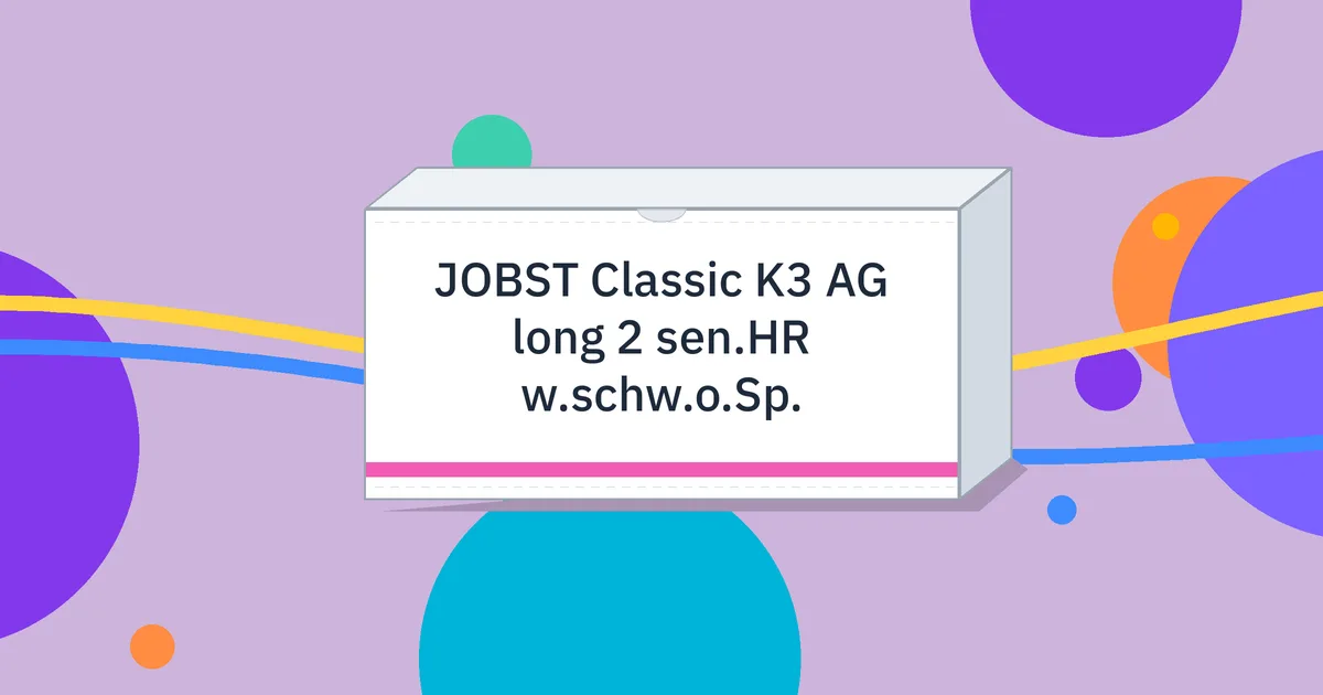 Symbolbild: Packung mit der Aufschrift JOBST Classic K3 AG long 2 sen.HR w.schw.o.Sp. (PZN 17958380) – Verfügbarkeit und Bezug in Apotheken in Frankfurt am Main