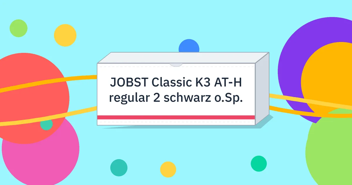 Symbolbild: Packung mit der Aufschrift JOBST Classic K3 AT-H regular 2 schwarz o.Sp. (PZN 13077895) – Verfügbarkeit und Bezug in Apotheken in Frankfurt am Main