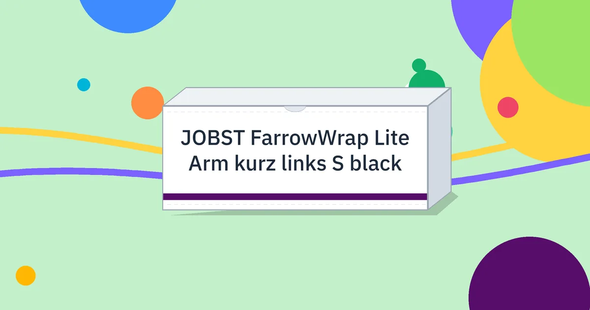 Symbolbild: Packung mit der Aufschrift JOBST FarrowWrap Lite Arm kurz links S black (PZN 13869998) – Verfügbarkeit und Bezug in Apotheken in Frankfurt am Main