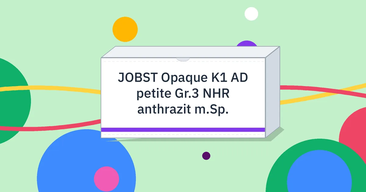 Symbolbild: Packung mit der Aufschrift JOBST Opaque K1 AD petite Gr.3 NHR anthrazit m.Sp. (PZN 16264729) – Verfügbarkeit und Bezug in Apotheken in Frankfurt am Main