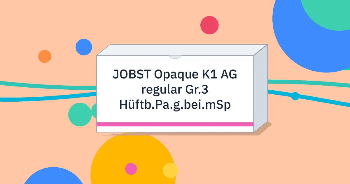 Symbolbild: Packung mit der Aufschrift JOBST Opaque K1 AG regular Gr.3 Hüftb.Pa.g.bei.mSp (PZN 16272338) – Verfügbarkeit und Bezug in Apotheken in Frankfurt am Main