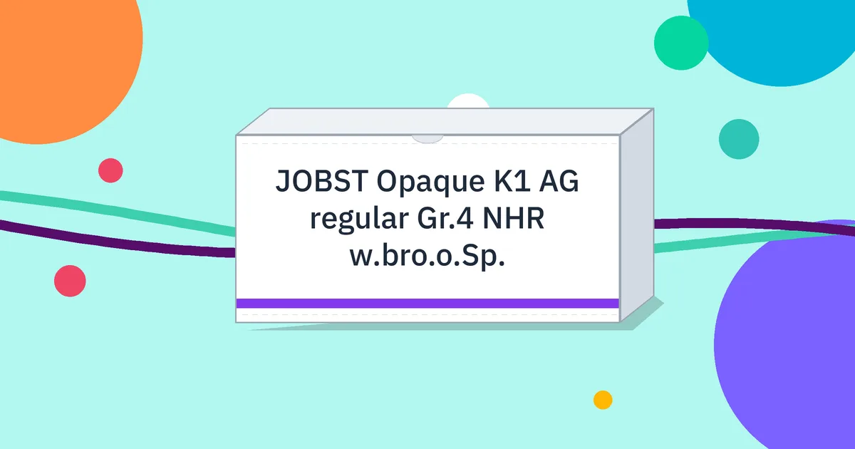 Symbolbild: Packung mit der Aufschrift JOBST Opaque K1 AG regular Gr.4 NHR w.bro.o.Sp. (PZN 13095433) – Verfügbarkeit und Bezug in Apotheken in Frankfurt am Main