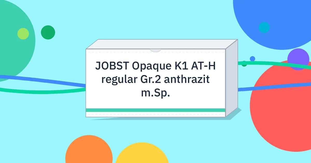 Symbolbild: Packung mit der Aufschrift JOBST Opaque K1 AT-H regular Gr.2 anthrazit m.Sp. (PZN 16274449) – Verfügbarkeit und Bezug in Apotheken in Frankfurt am Main