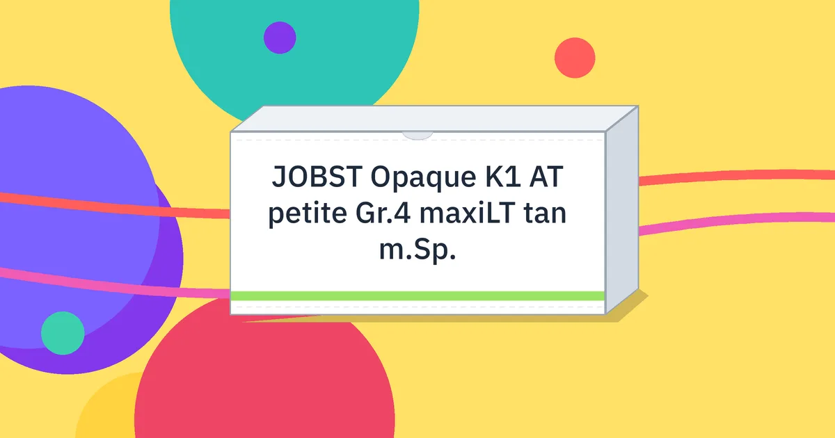 Symbolbild: Packung mit der Aufschrift JOBST Opaque K1 AT petite Gr.4 maxiLT tan m.Sp. (PZN 16276678) – Verfügbarkeit und Bezug in Apotheken in Frankfurt am Main