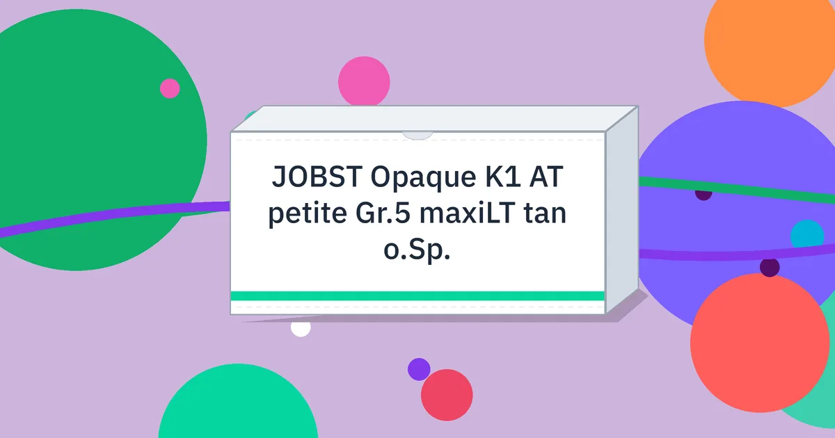 Symbolbild: Packung mit der Aufschrift JOBST Opaque K1 AT petite Gr.5 maxiLT tan o.Sp. (PZN 16276649) – Verfügbarkeit und Bezug in Apotheken in Frankfurt am Main