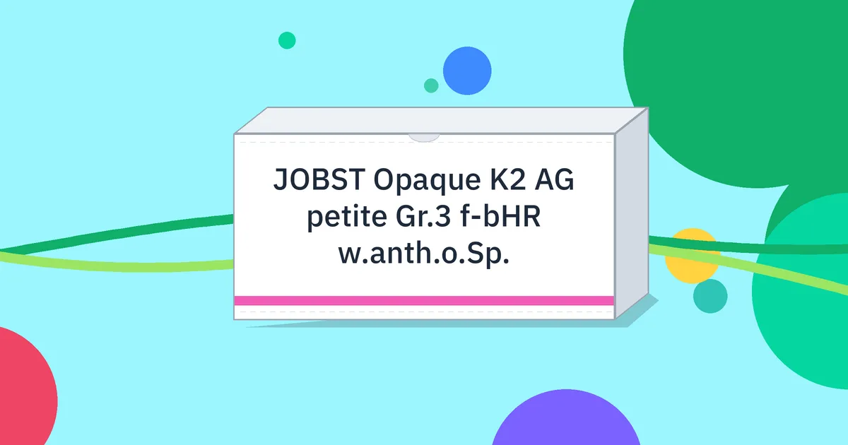 Symbolbild: Packung mit der Aufschrift JOBST Opaque K2 AG petite Gr.3 f-bHR w.anth.o.Sp. (PZN 16286524) – Verfügbarkeit und Bezug in Apotheken in Frankfurt am Main