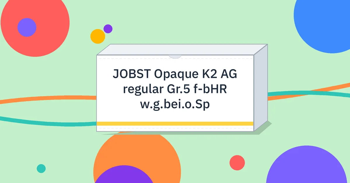 Symbolbild: Packung mit der Aufschrift JOBST Opaque K2 AG regular Gr.5 f-bHR w.g.bei.o.Sp (PZN 16280438) – Verfügbarkeit und Bezug in Apotheken in Frankfurt am Main