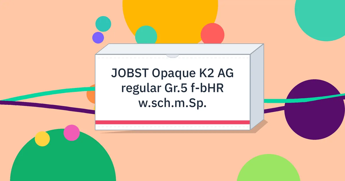 Symbolbild: Packung mit der Aufschrift JOBST Opaque K2 AG regular Gr.5 f-bHR w.sch.m.Sp. (PZN 11253514) – Verfügbarkeit und Bezug in Apotheken in Frankfurt am Main