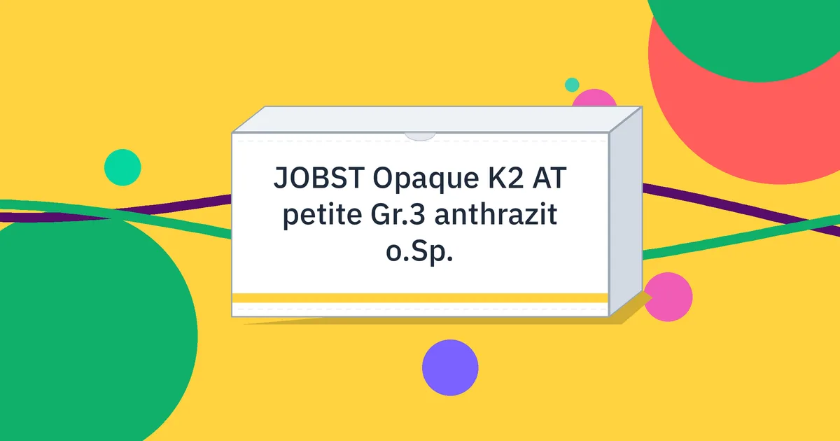 Symbolbild: Packung mit der Aufschrift JOBST Opaque K2 AT petite Gr.3 anthrazit o.Sp. (PZN 16291962) – Verfügbarkeit und Bezug in Apotheken in Frankfurt am Main