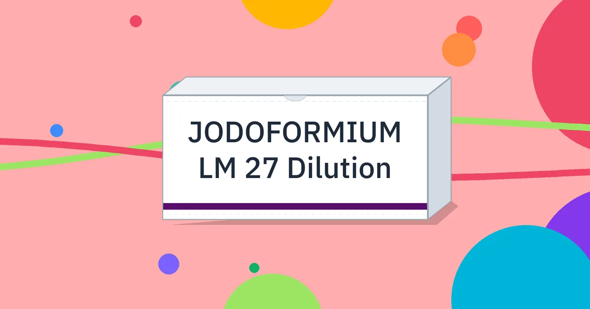 Symbolbild: Packung mit der Aufschrift JODOFORMIUM LM 27 Dilution (PZN 13563414) – Verfügbarkeit und Bezug in Apotheken in Frankfurt am Main