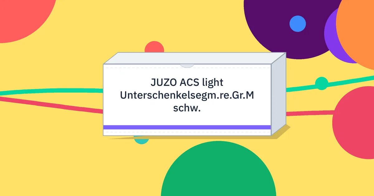 Symbolbild: Packung mit der Aufschrift JUZO ACS light Unterschenkelsegm.re.Gr.M schw. (PZN 13575245) – Verfügbarkeit und Bezug in Apotheken in Frankfurt am Main