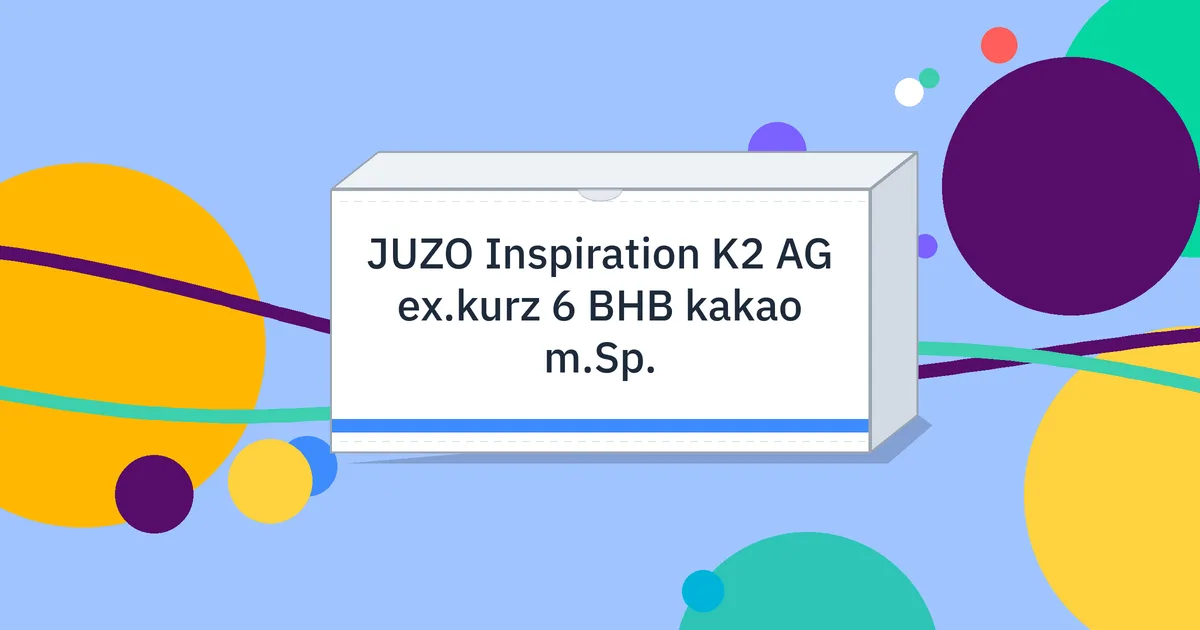 Symbolbild: Packung mit der Aufschrift JUZO Inspiration K2 AG ex.kurz 6 BHB kakao m.Sp. (PZN 14835814) – Verfügbarkeit und Bezug in Apotheken in Frankfurt am Main
