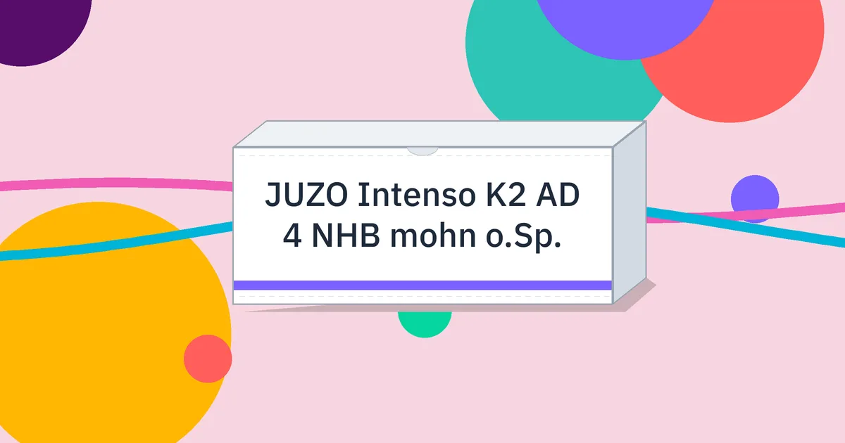 Symbolbild: Packung mit der Aufschrift JUZO Intenso K2 AD 4 NHB mohn o.Sp. (PZN 18620588) – Verfügbarkeit und Bezug in Apotheken in Frankfurt am Main