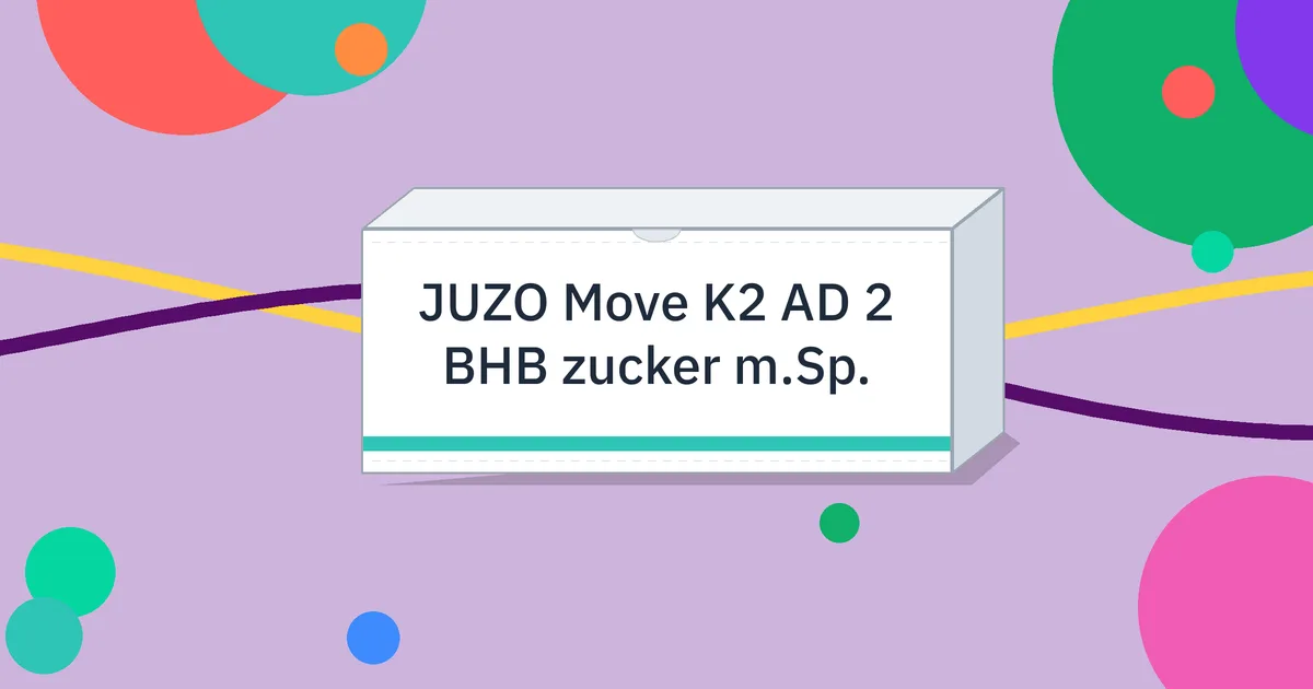 Symbolbild: Packung mit der Aufschrift JUZO Move K2 AD 2 BHB zucker m.Sp. (PZN 18507509) – Verfügbarkeit und Bezug in Apotheken in Frankfurt am Main