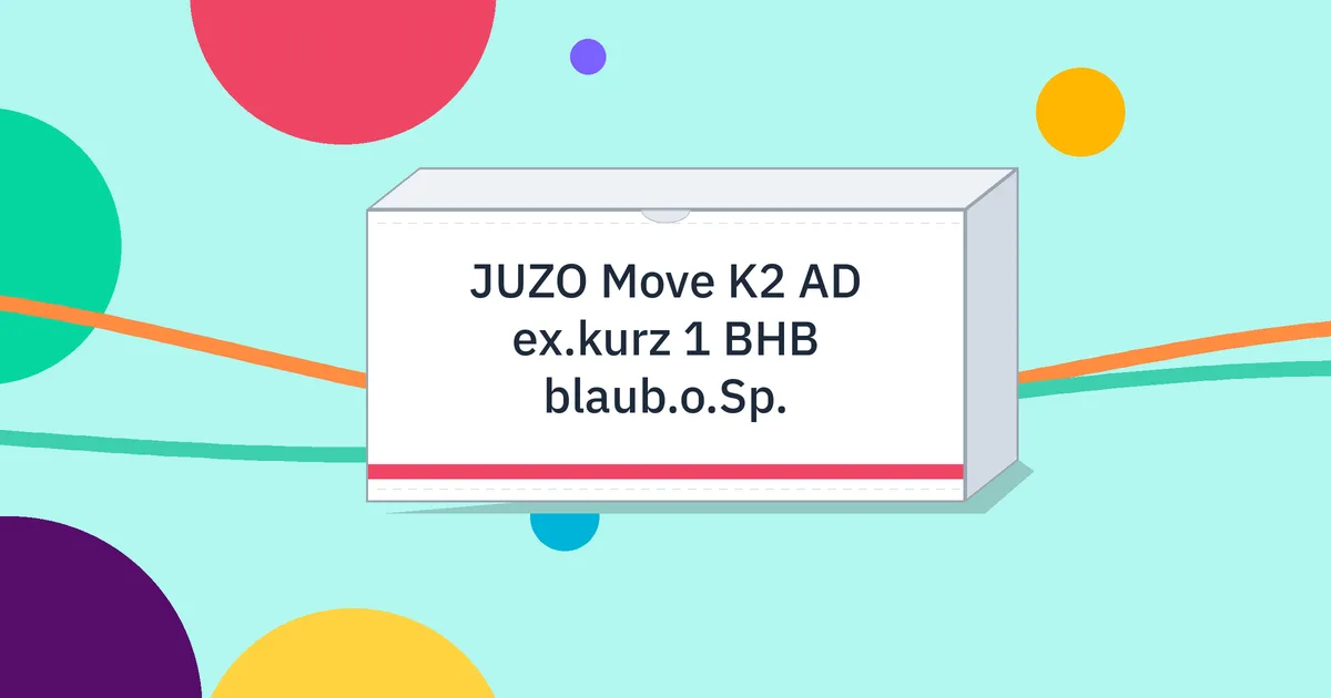 Symbolbild: Packung mit der Aufschrift JUZO Move K2 AD ex.kurz 1 BHB blaub.o.Sp. (PZN 18542575) – Verfügbarkeit und Bezug in Apotheken in Frankfurt am Main