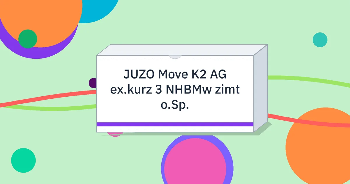 Symbolbild: Packung mit der Aufschrift JUZO Move K2 AG ex.kurz 3 NHBMw zimt o.Sp. (PZN 18533412) – Verfügbarkeit und Bezug in Apotheken in Frankfurt am Main